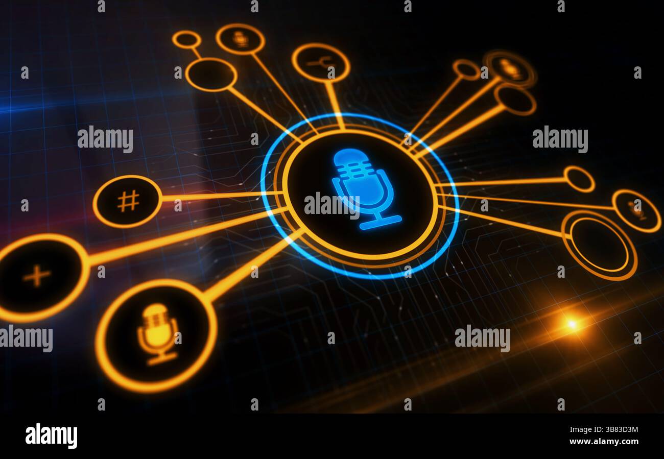 Microphone media on air broadcast and audio record symbol digital ...