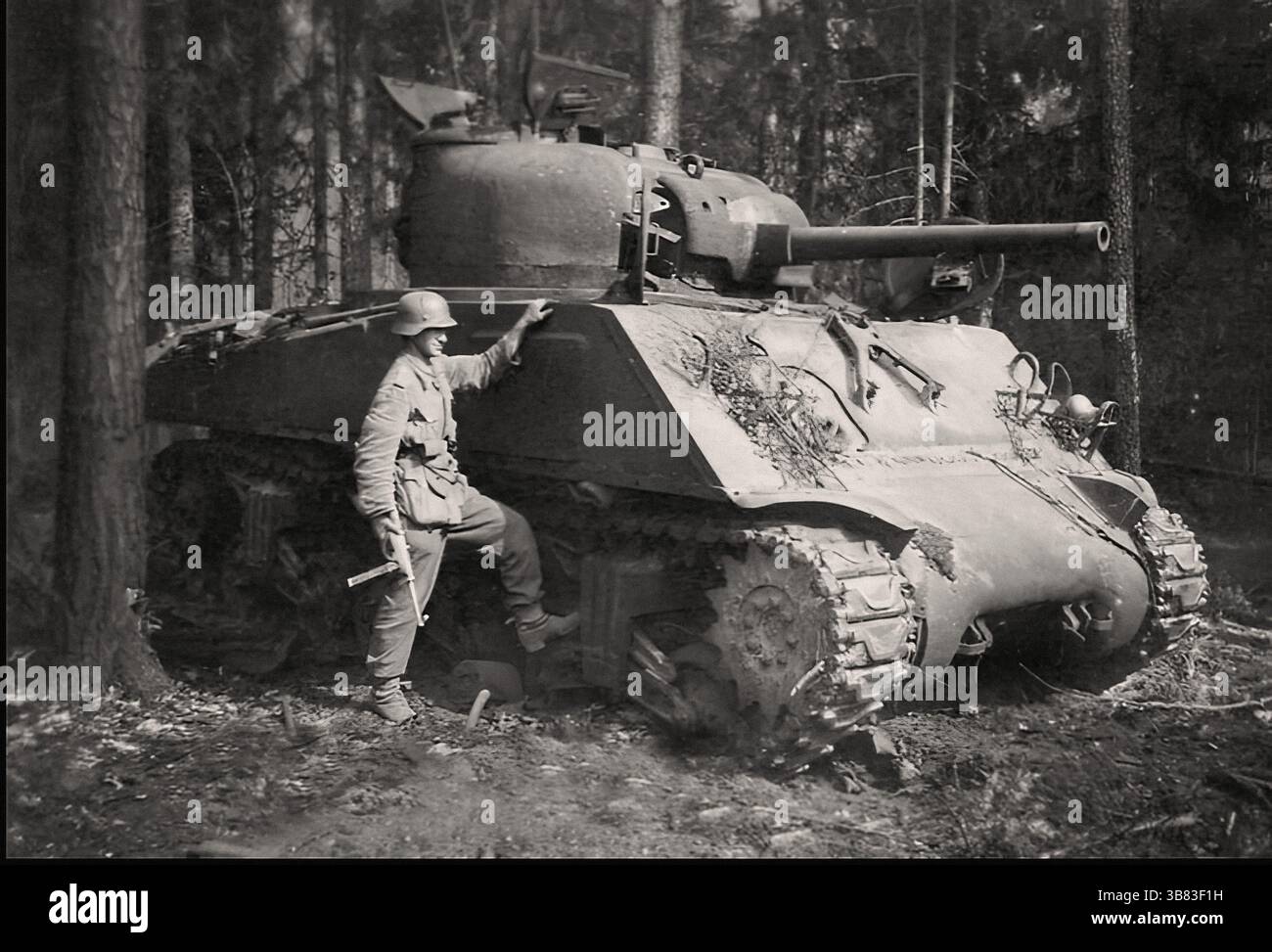 destroyed tank M4A2 - Sherman - . - Historical document, photographer ...