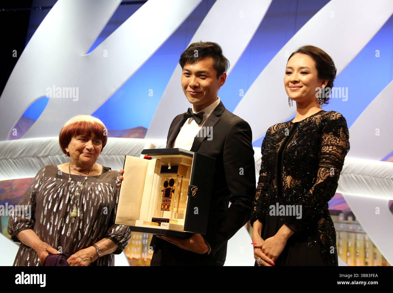 Anthony Chen, Agnes Varda and actress Zhang Ziyi at the closing ...