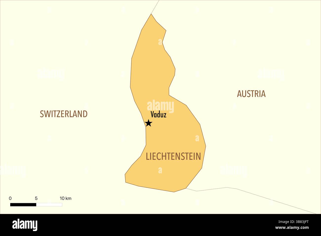 Map of Liechtenstein with Major Cities and Neighboring Countries Stock ...
