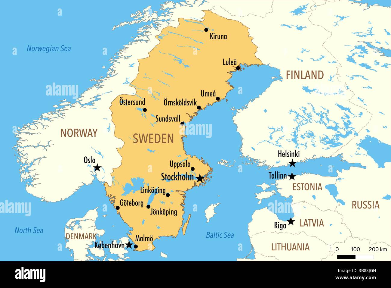 Scandinavian countries map hi-res stock photography and images - Alamy