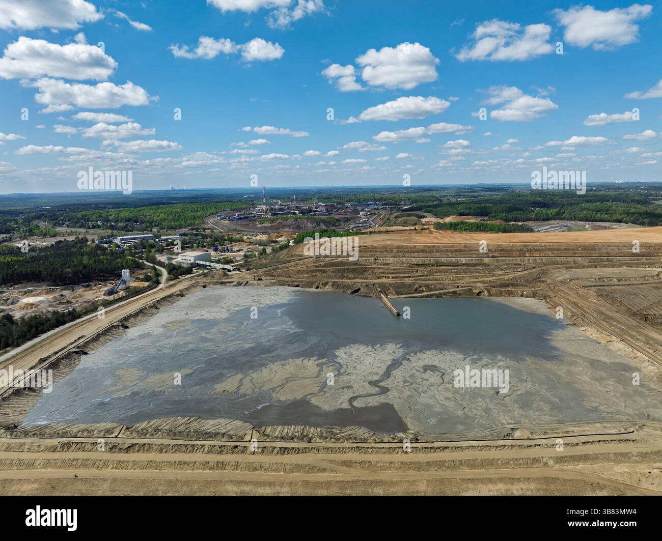 Industrial coal mine, abstract sendimentation tank of mine in Poland ...