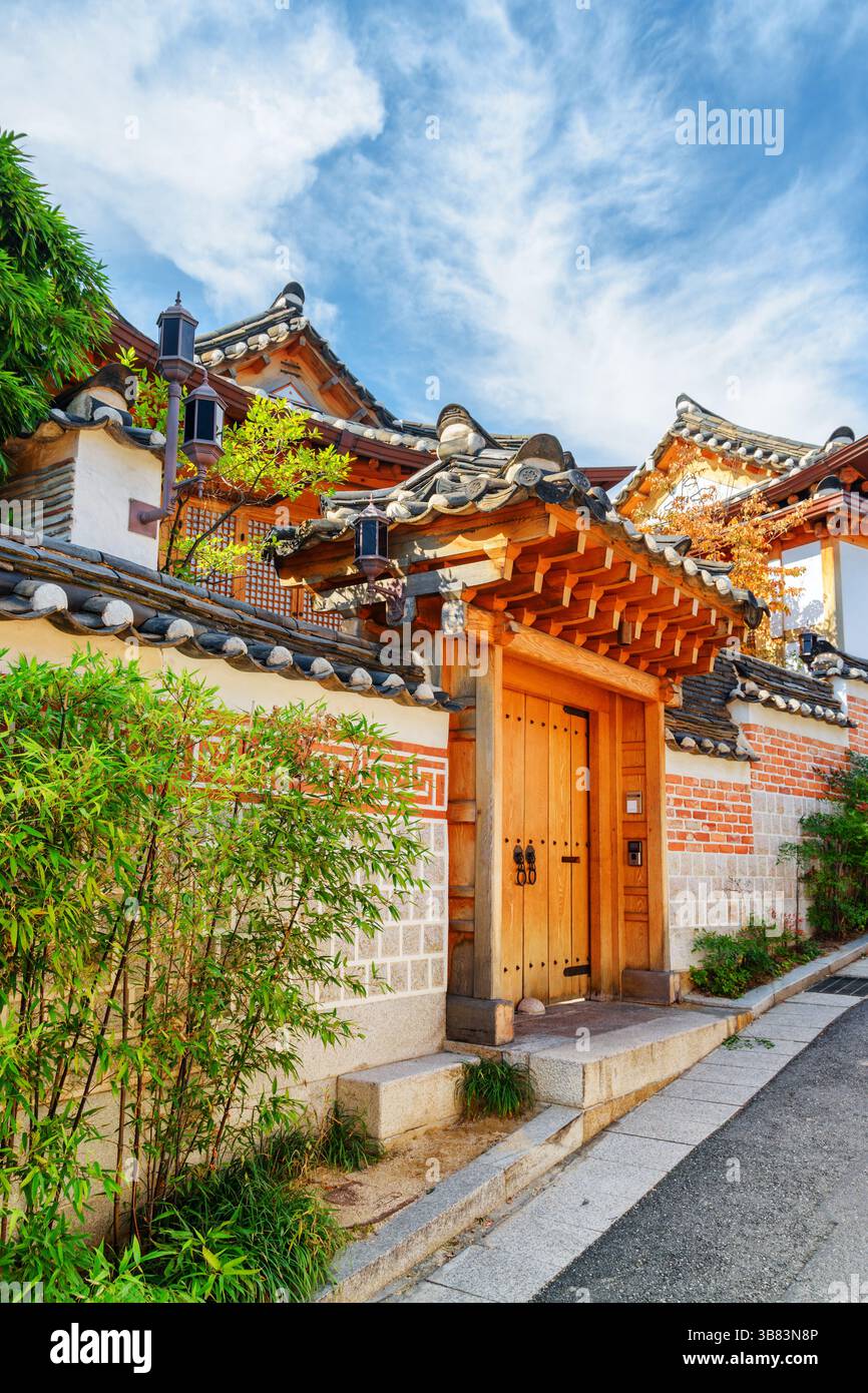 Traditional Korean houses of Bukchon Hanok Village in Seoul Stock Photo ...