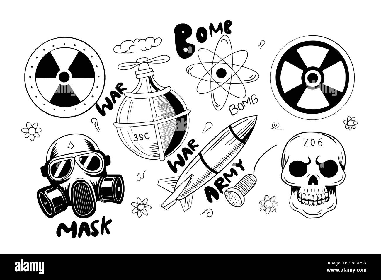 War and Military Symbols Illustration - Danger and Combat Elements ...