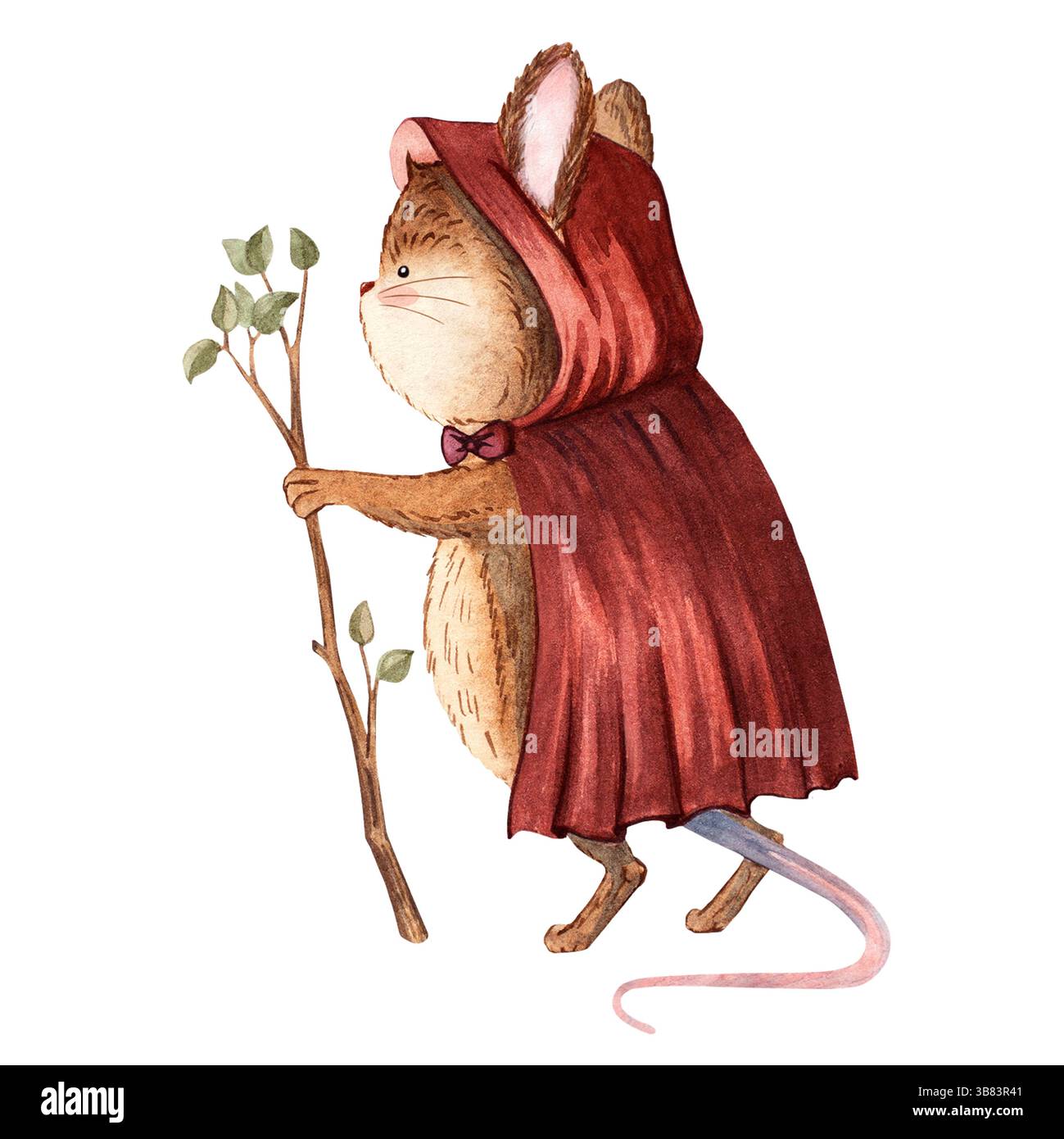 Watercolor illustration cute mouse. Hand-painted woodland animal for ...