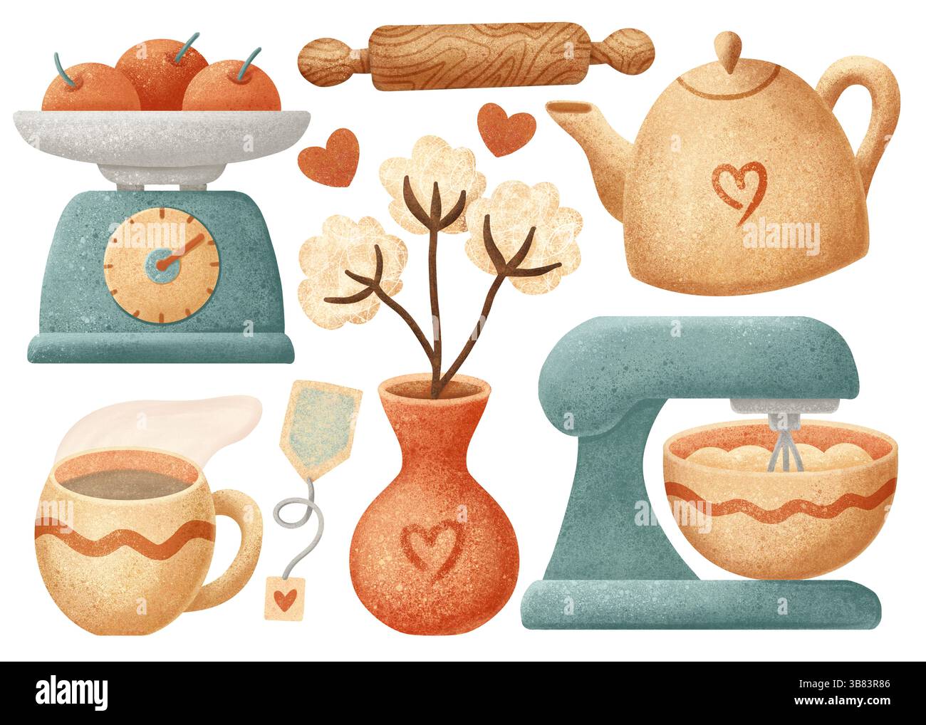 Cozy Kitchen Clipart Set with Baking Tools and Tea Elements Stock Photo ...