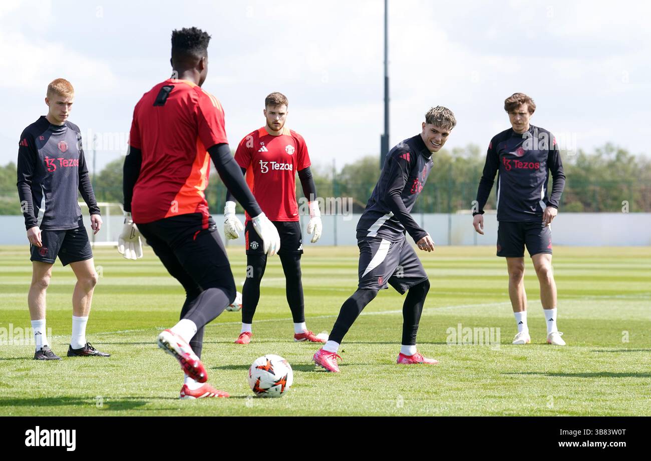Manchester United's Alejandro Garnacho during a training session at the ...