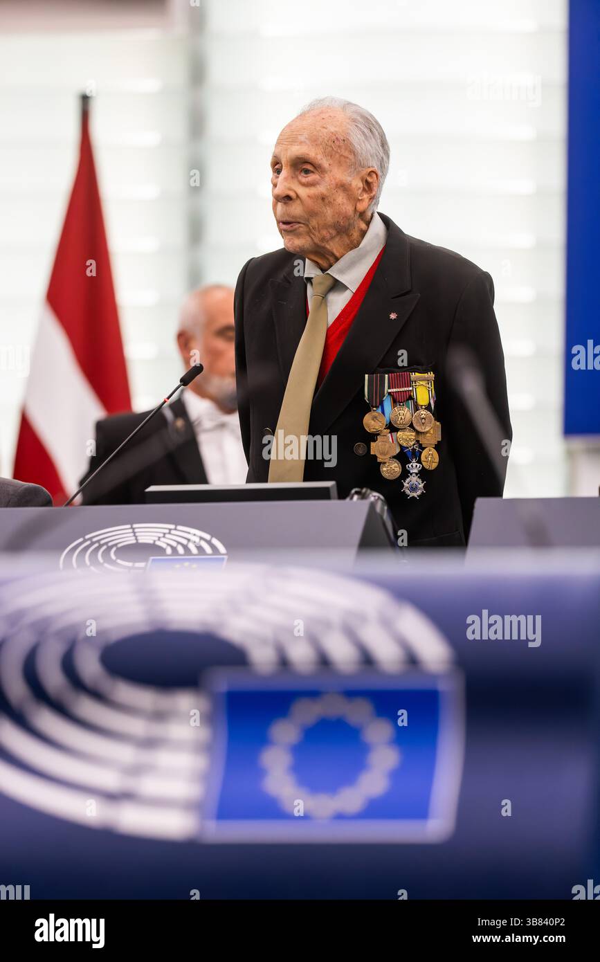 07 May 2025, France, Straßburg: Robert Chot, Belgian World War II ...