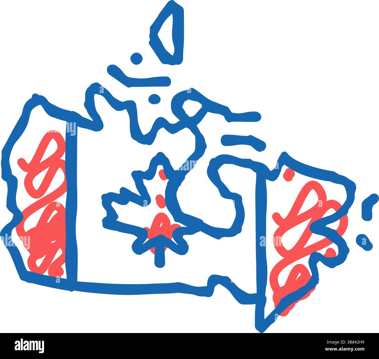canada country map flag icon doodle illustration Stock Vector Image ...