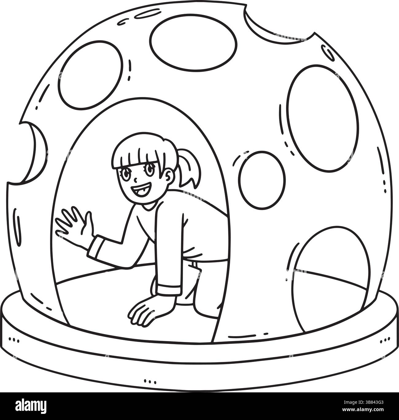 Playground Girl on Dome Isolated Coloring Page Stock Vector Image & Art ...
