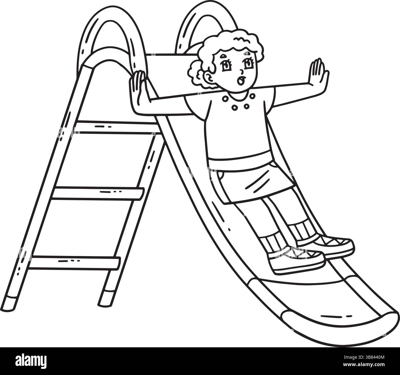 Playground Girl on a Slide Isolated Coloring Page Stock Vector Image ...