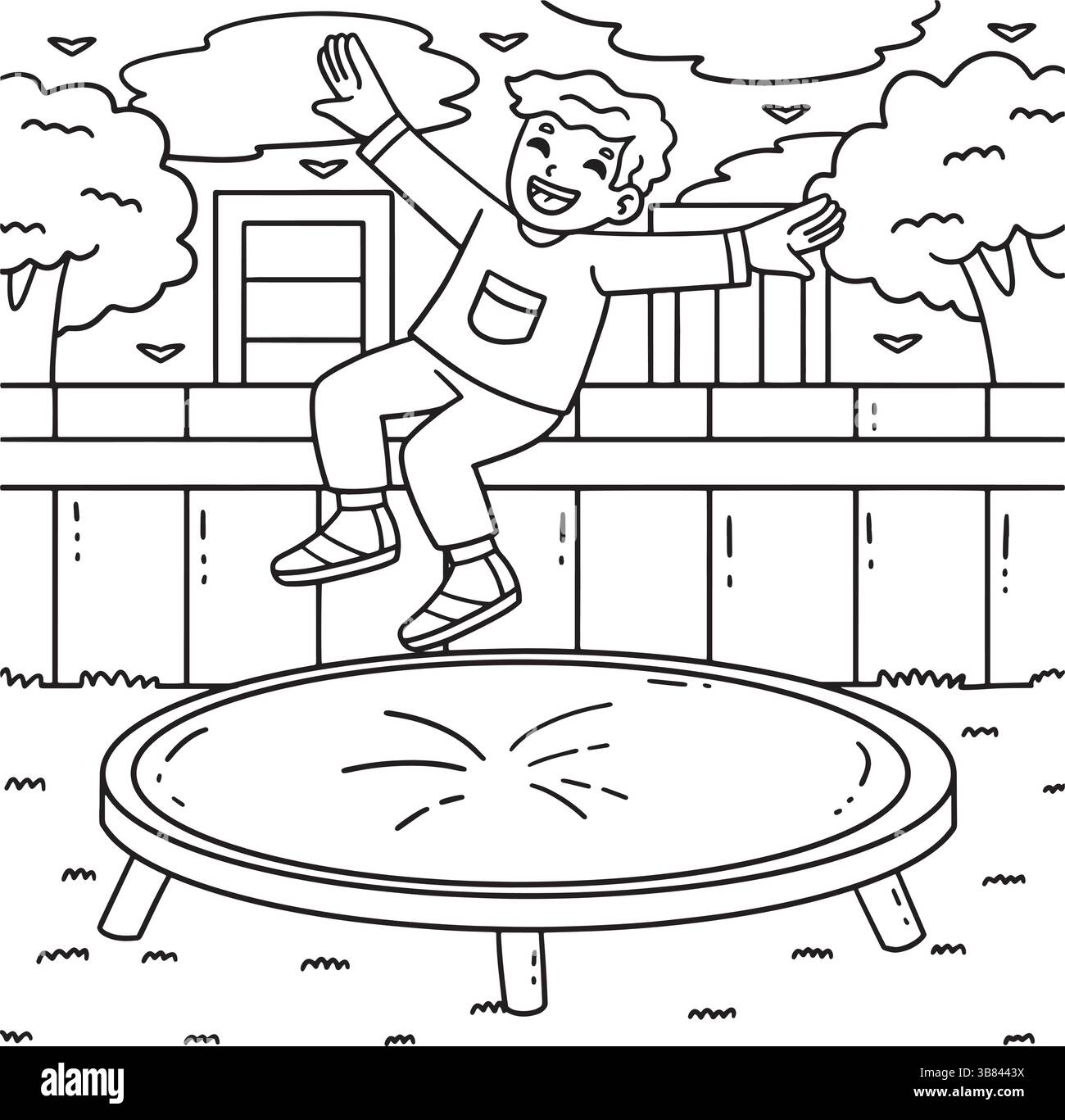 Playground Boy on Trampoline Coloring Page Stock Vector Image & Art - Alamy
