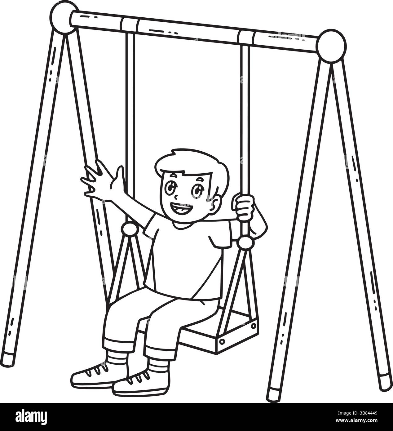 Playground Boy Swinging Isolated Coloring Page Stock Vector Image & Art ...