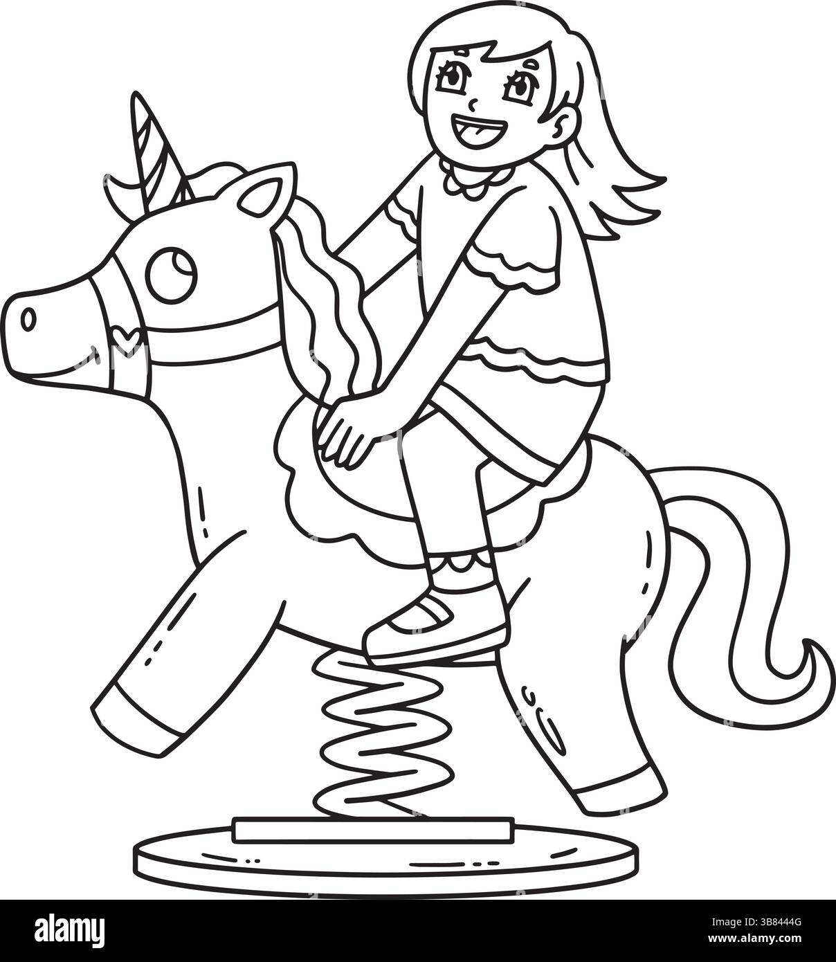 Playground Girl on Spring Rider Isolated Coloring Stock Vector Image ...