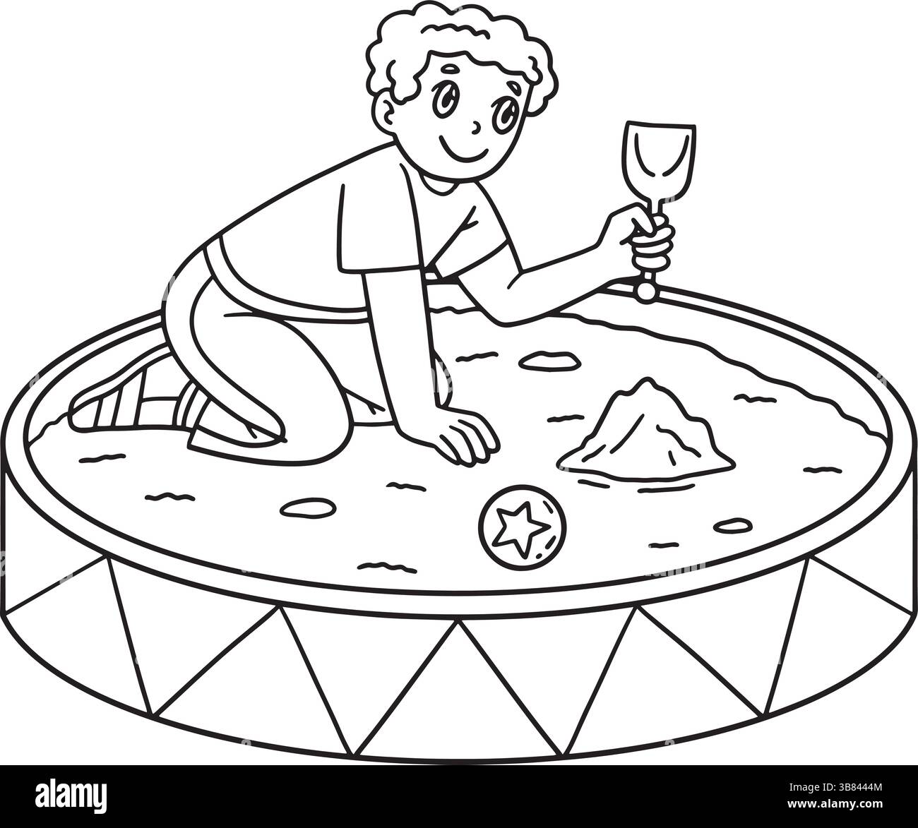 Playground Boy Playing Sandpit Isolated Coloring Stock Vector Image ...