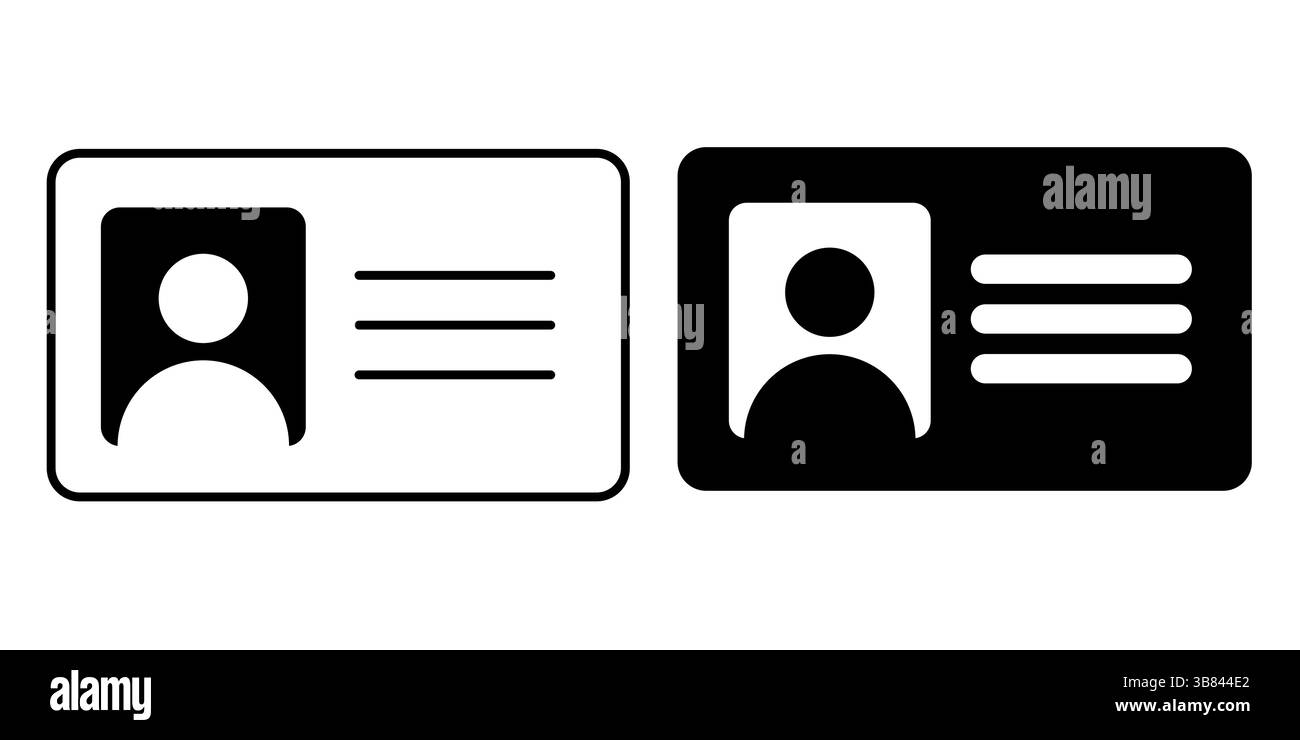 Minimalist driver licence and ID card icons for identity verification ...