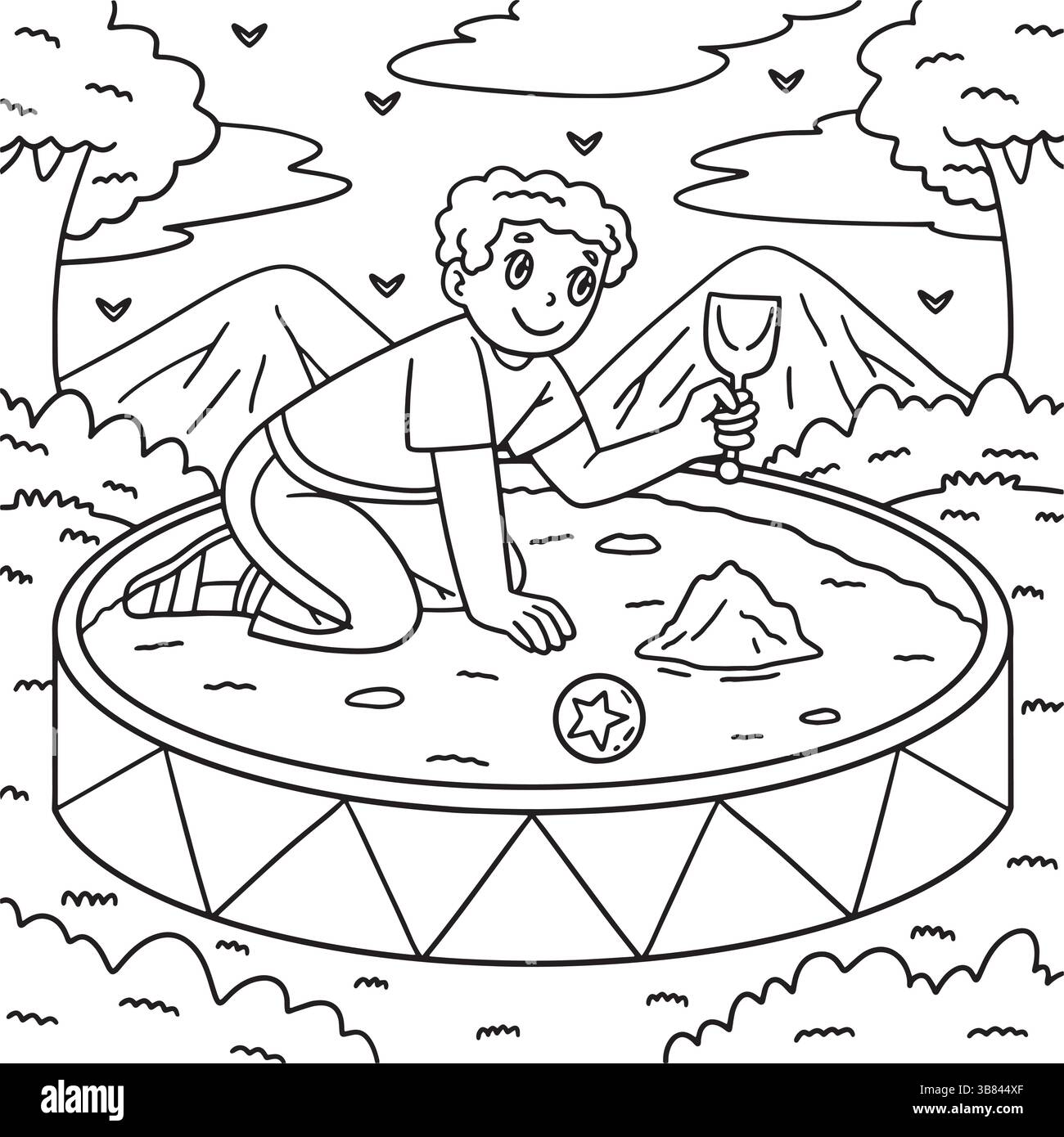 Playground Boy Playing on Sandpit Coloring Page Stock Vector Image ...