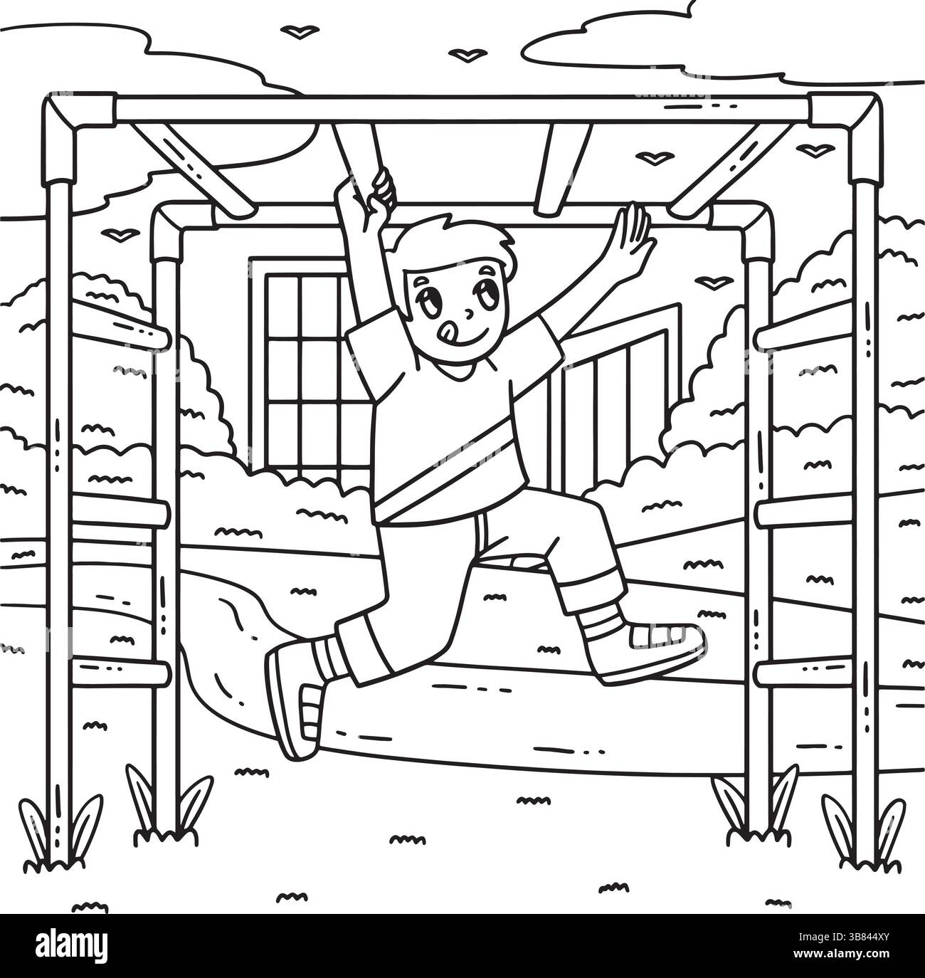 Playground Boy Climbing Coloring Page for Kids Stock Vector Image & Art ...