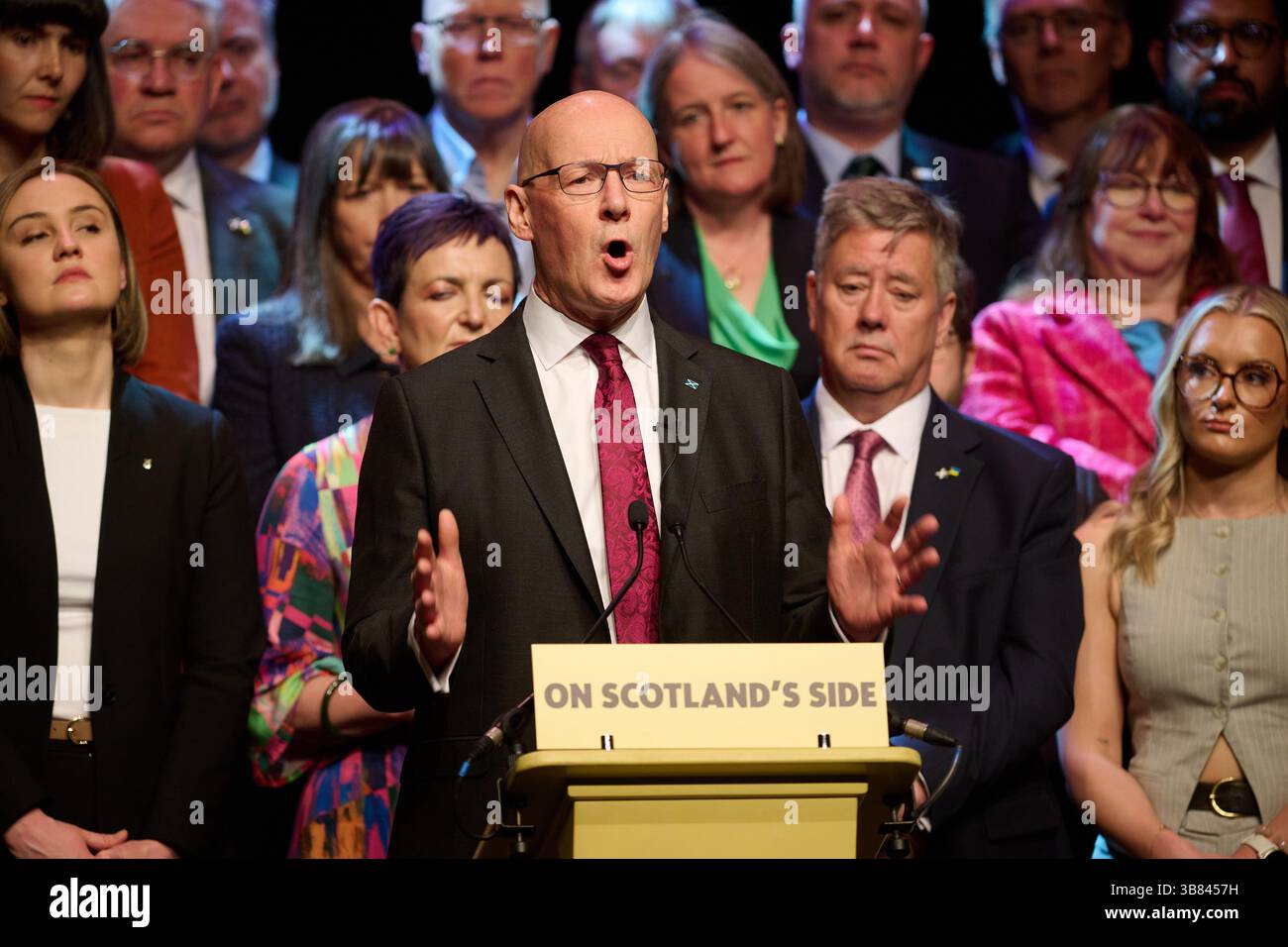 Edinburgh Scotland, UK 07 May 2025. SNP Leader, John Swinney, at the ...