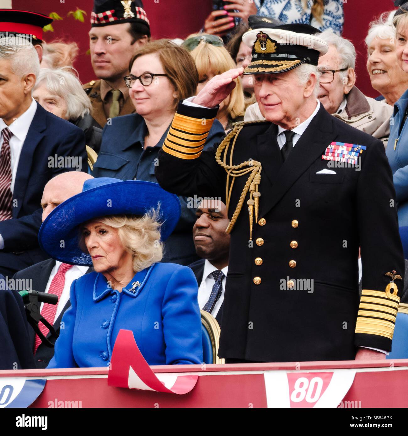 Queen Camilla and King Charles III seen on the Queen Victoria Memorial ...