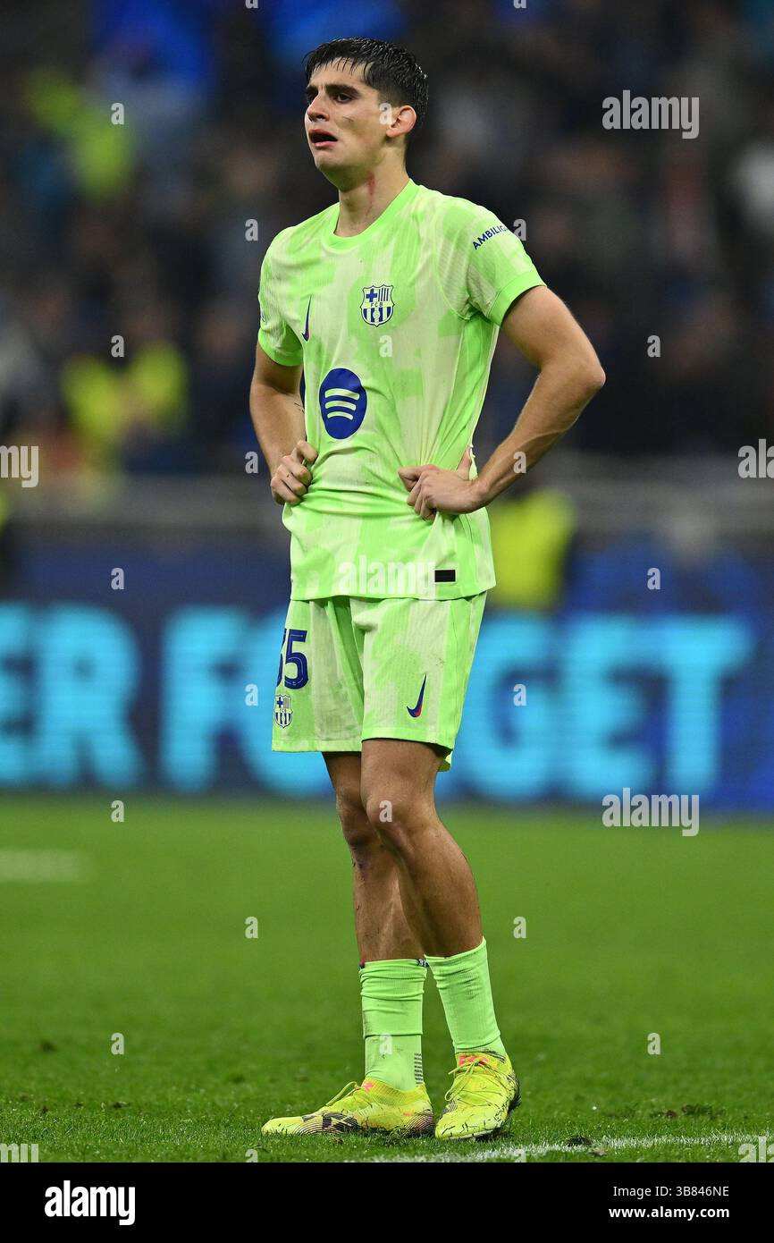 Gerard Martín of F.C. Barcelona disappointed at the end of the match ...