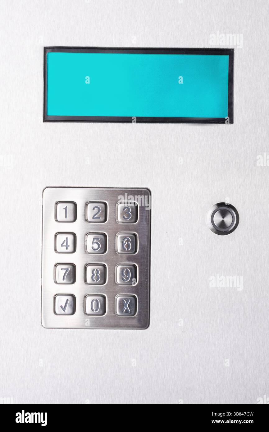 Numeric keypad panel with screen and button Stock Photo - Alamy
