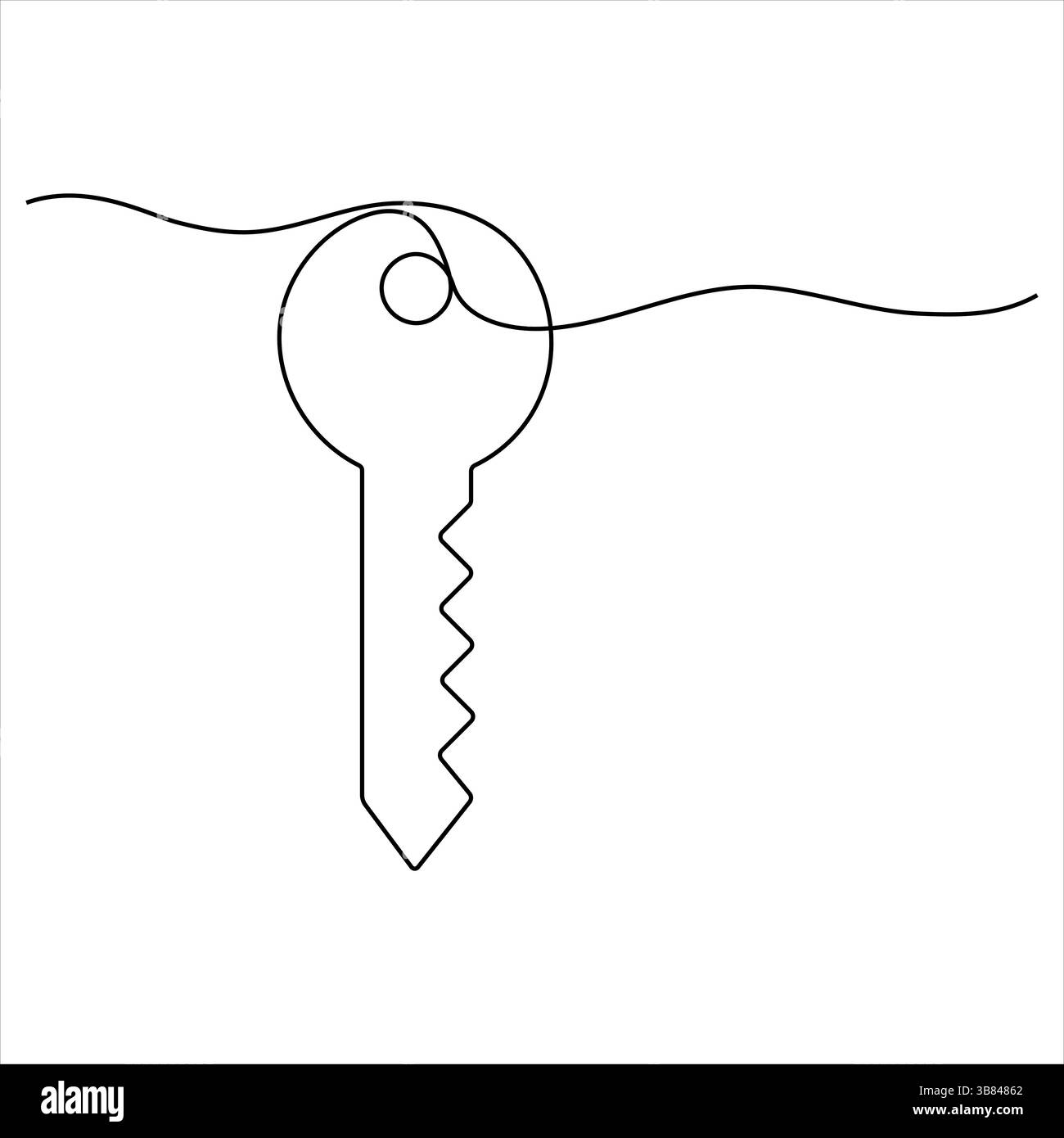 Key background continuous single line drawing of key key line outline ...