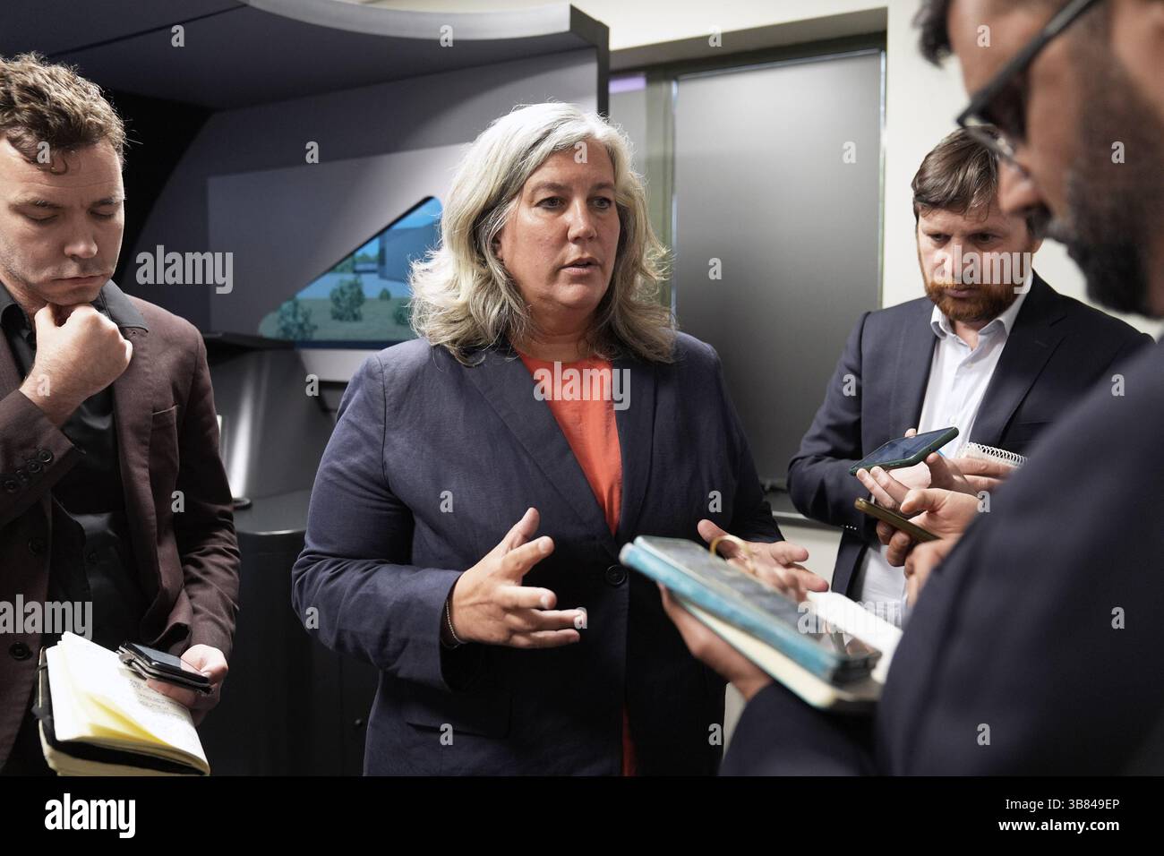 Transport Secretary Heidi Alexander during a visit to a train driver training facility in Derby ...