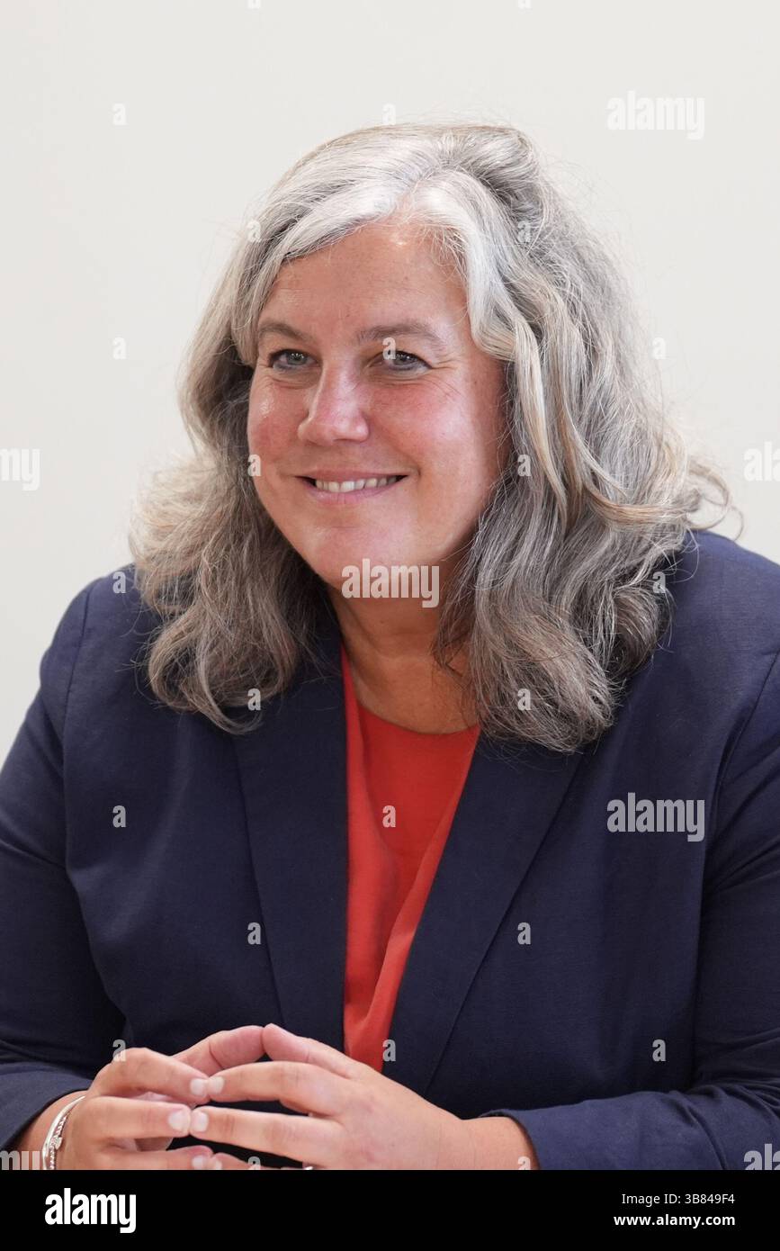 Transport Secretary Heidi Alexander during a visit to a train driver training facility in Derby ...