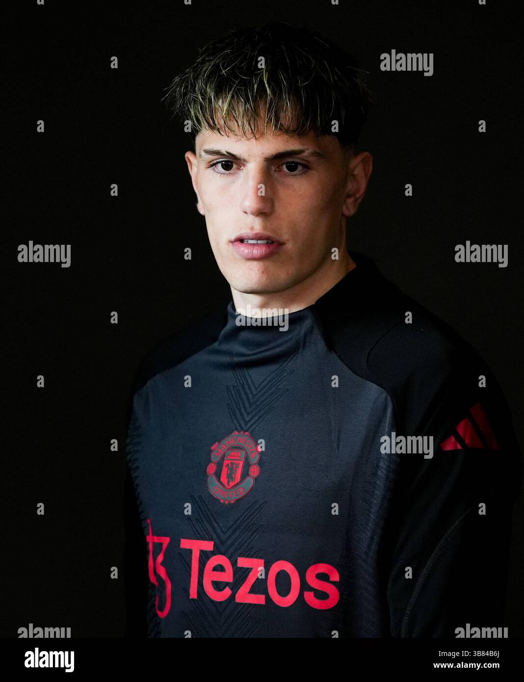 Manchester United's Alejandro Garnacho ahead of a press conference at ...