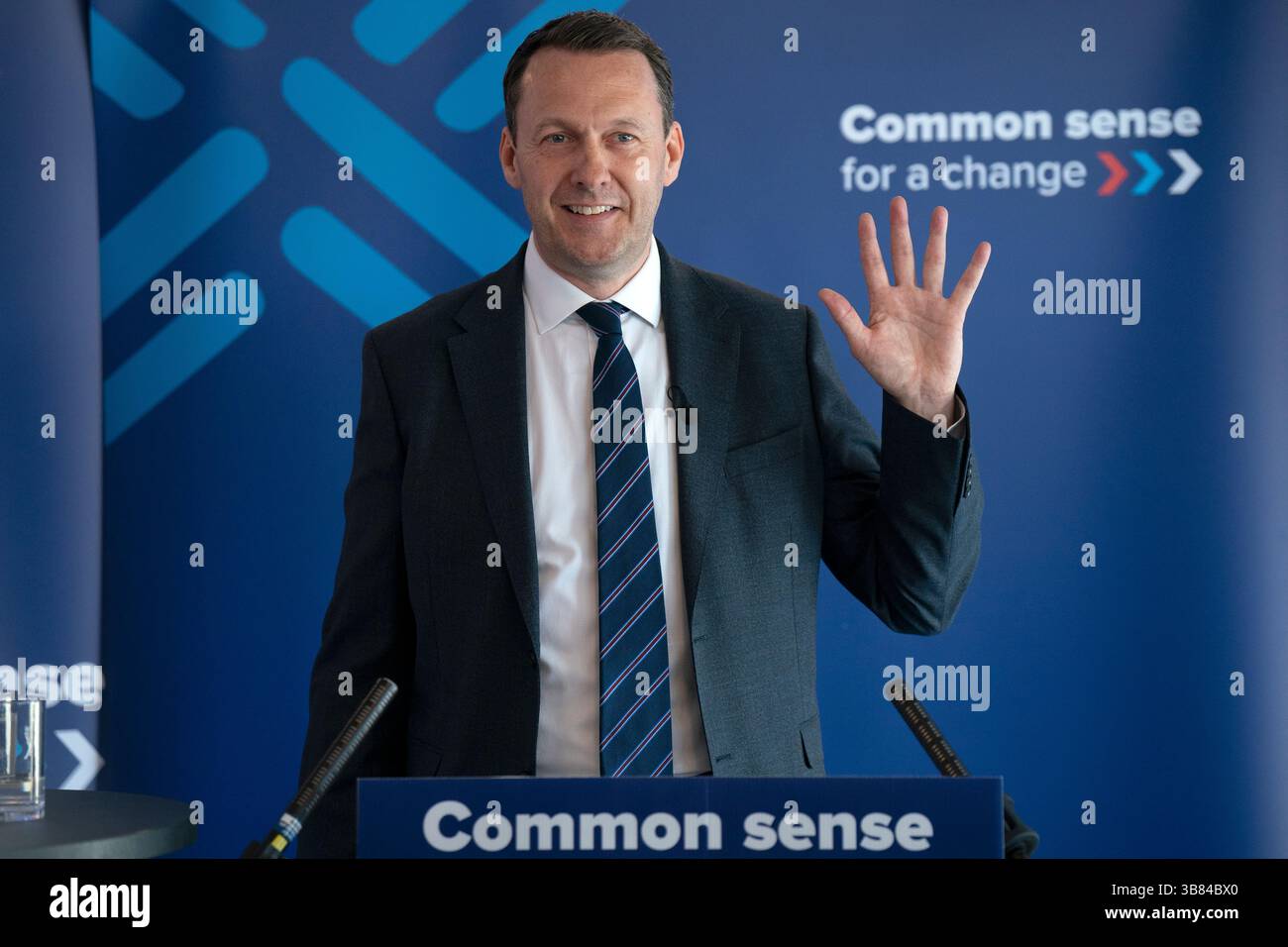 Scottish Conservative leader Russell Findlay giving a speech at the ...