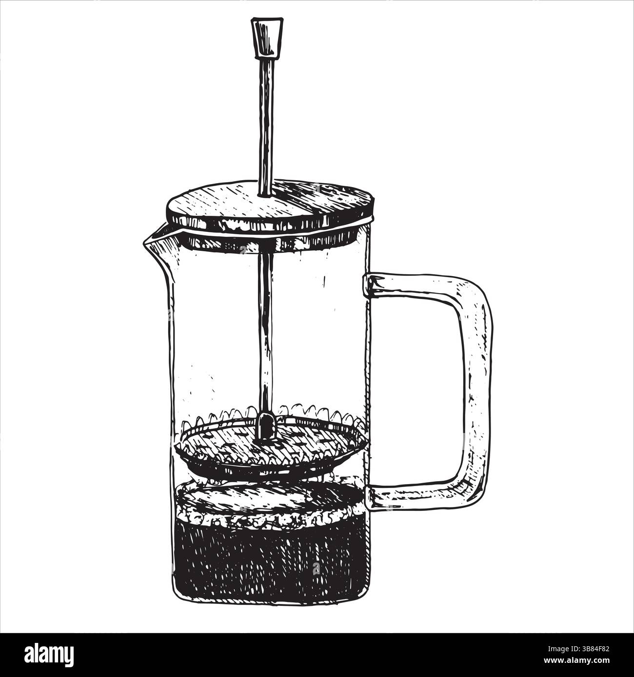 Glass french press brewing Stock Vector Images - Alamy