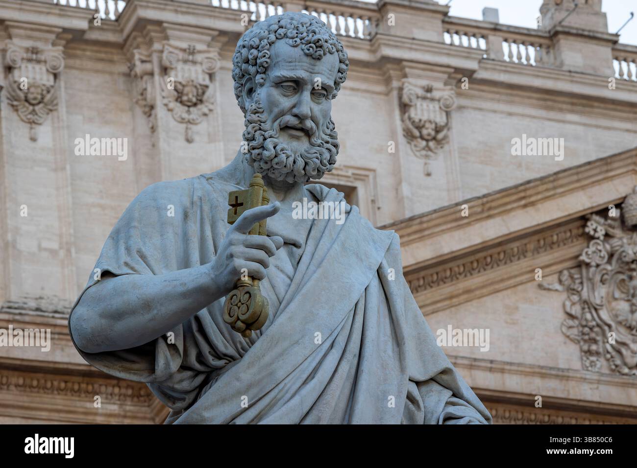 The monumental statue of Saint Peter in St. Peter's Square, in the ...