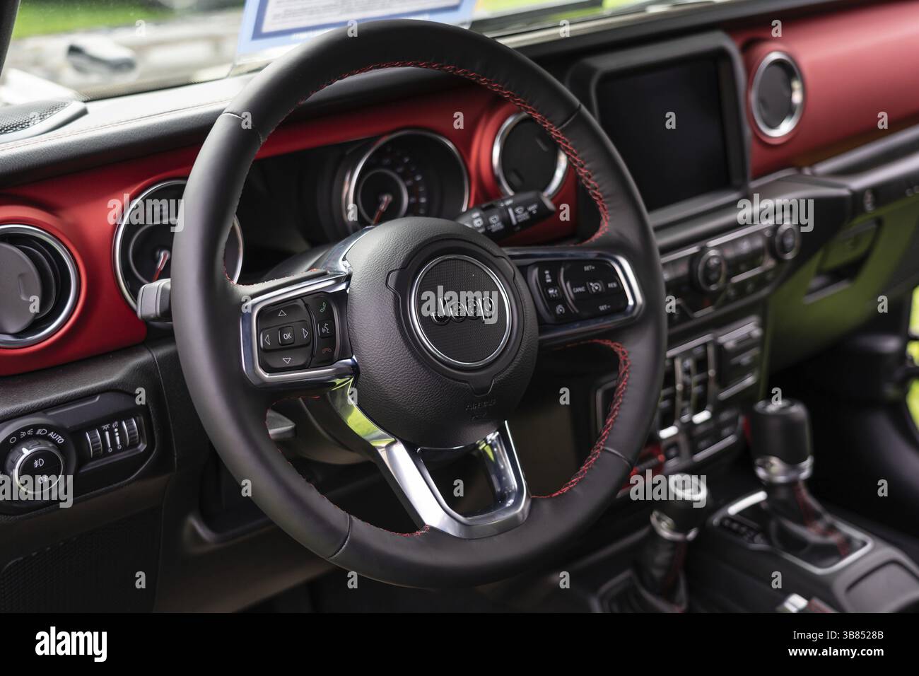 DIEDERSDORF, Germany - AUGUST 30, 2020: The interior of mid-size SUV ...
