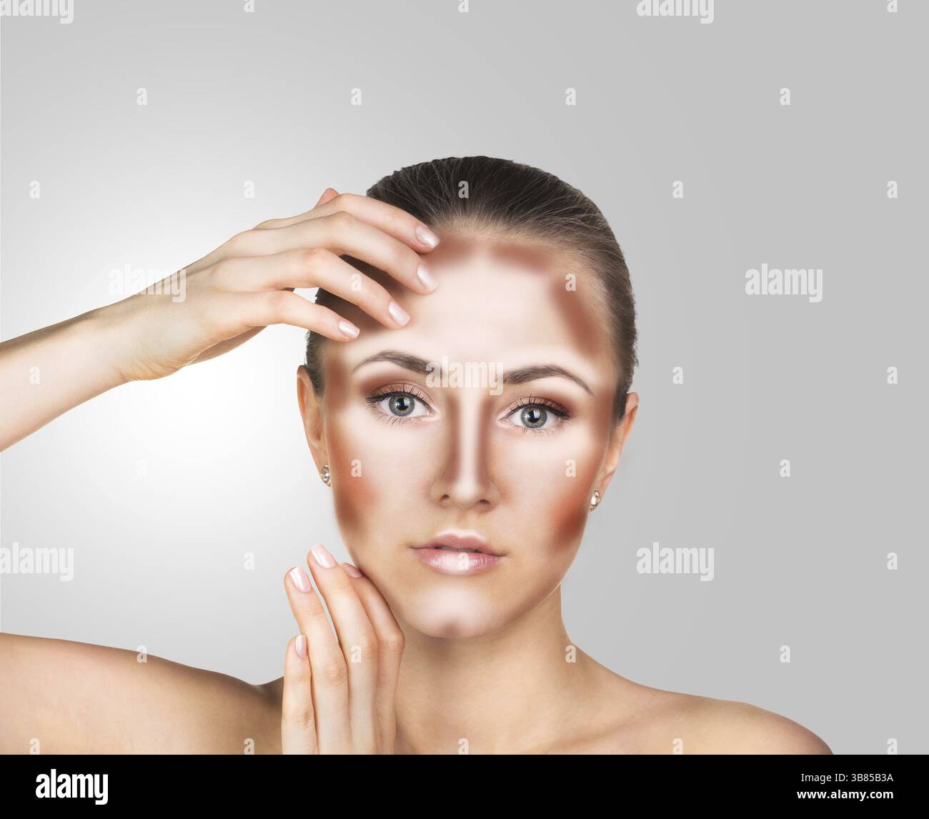 Make up woman face. Contour and Highlight makeup. Professional ...