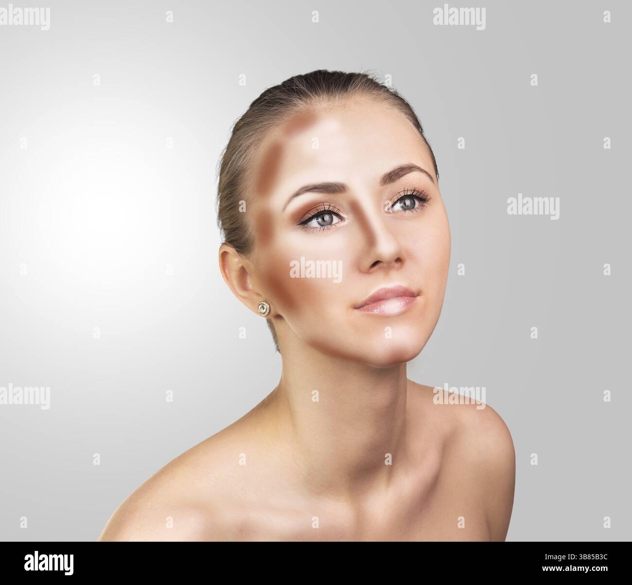 Make up woman face. Contour and Highlight makeup. Professional ...