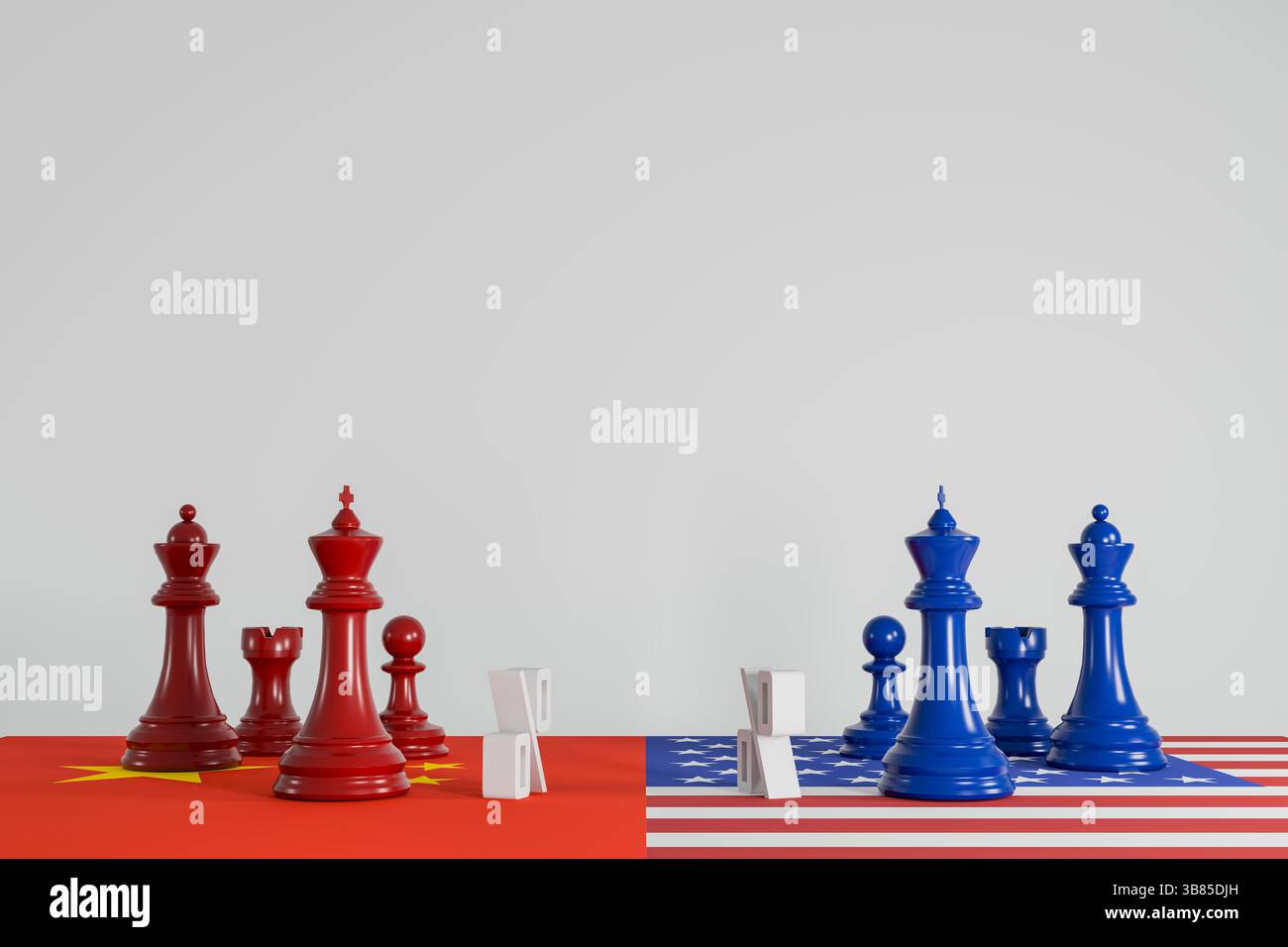 Symbolic US-China trade war with chess pieces on national flags ...
