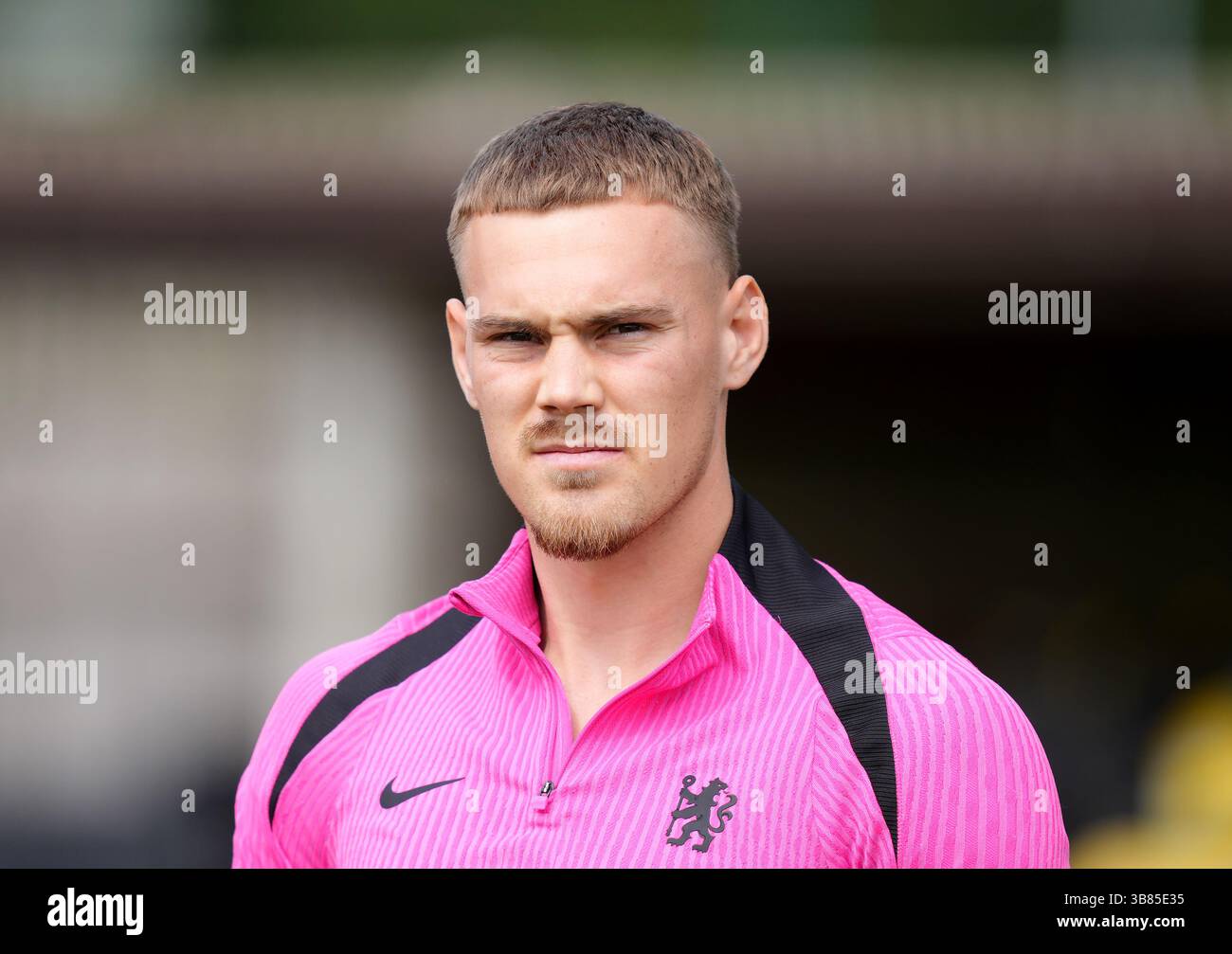 Chelsea goalkeeper Filip Jorgensen during a training session at Cobham ...