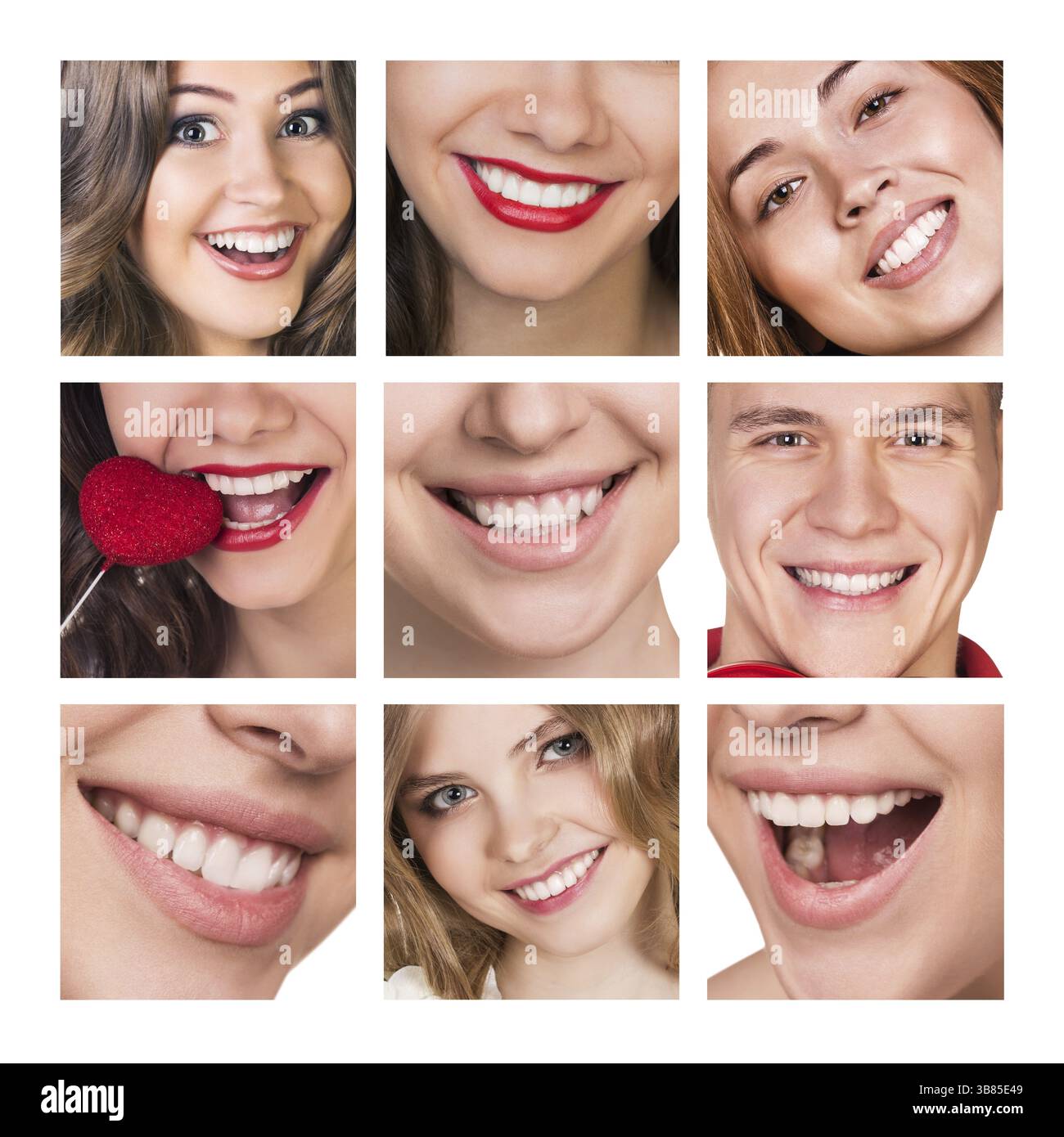 Smiling happy people with healthy teeth. Dental health. Collage Stock ...