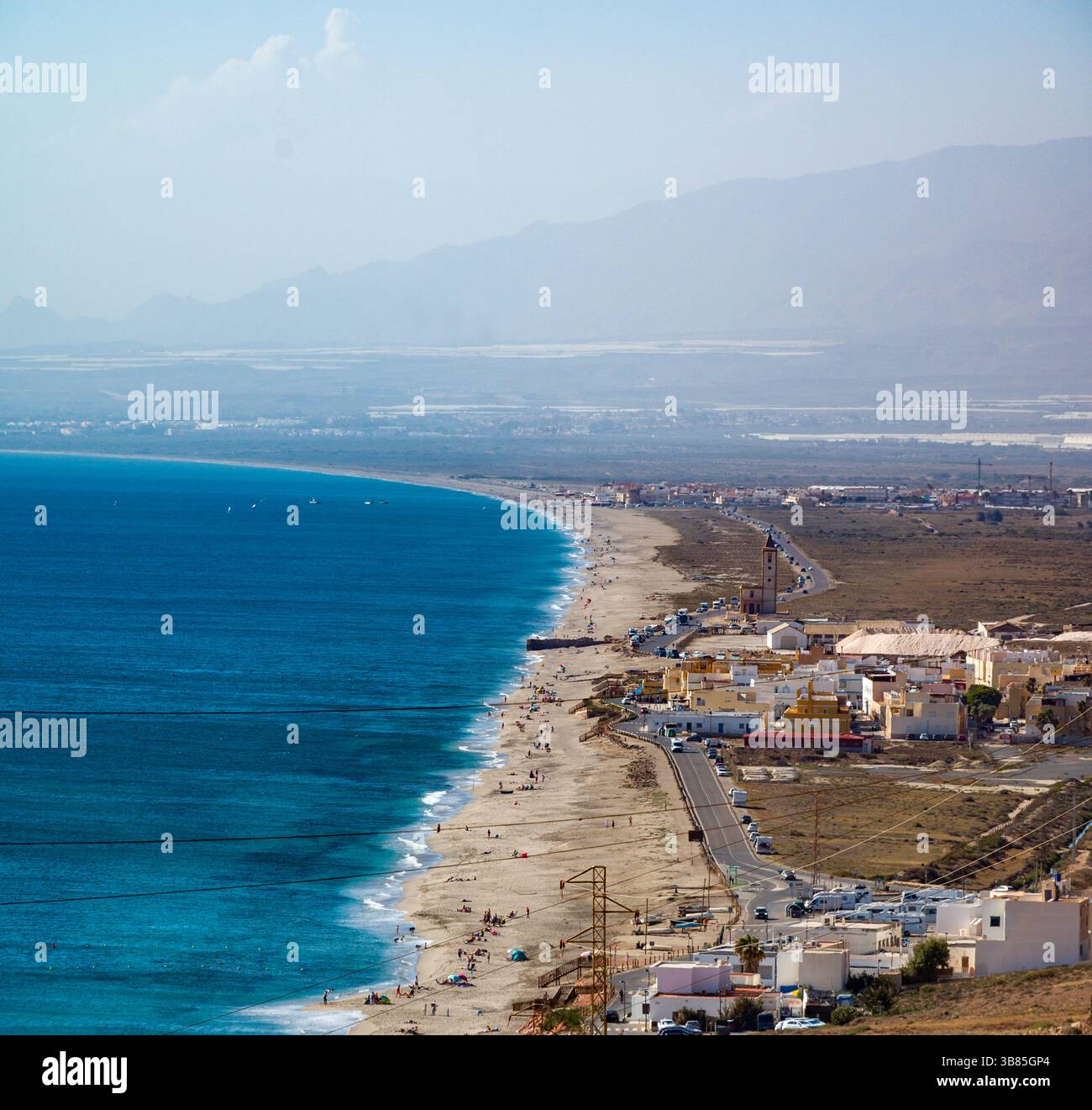 An aerial view of Cabo de Gata Beach in Spain, a popular summertime ...