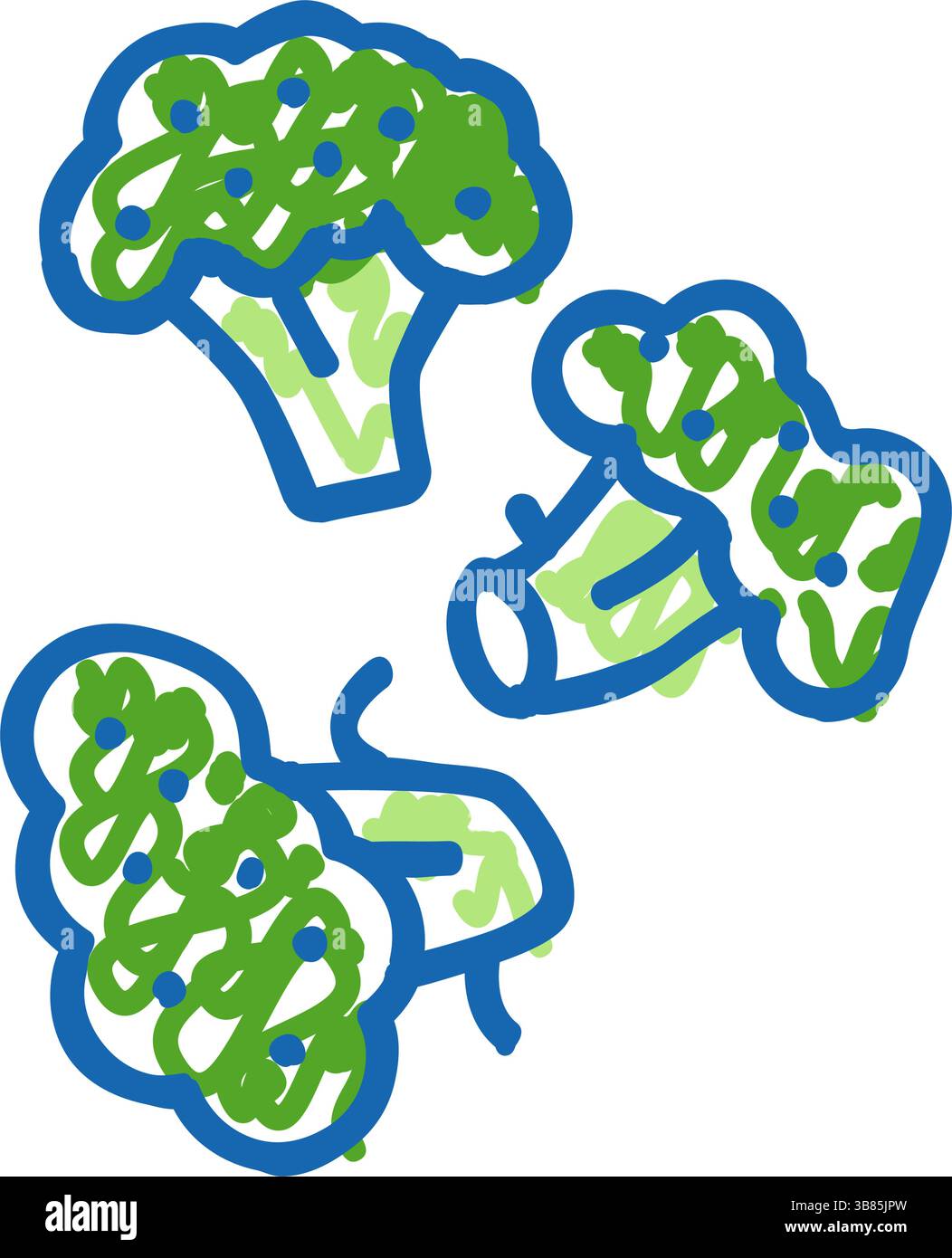 broccoli slice food cut icon doodle illustration Stock Vector Image ...