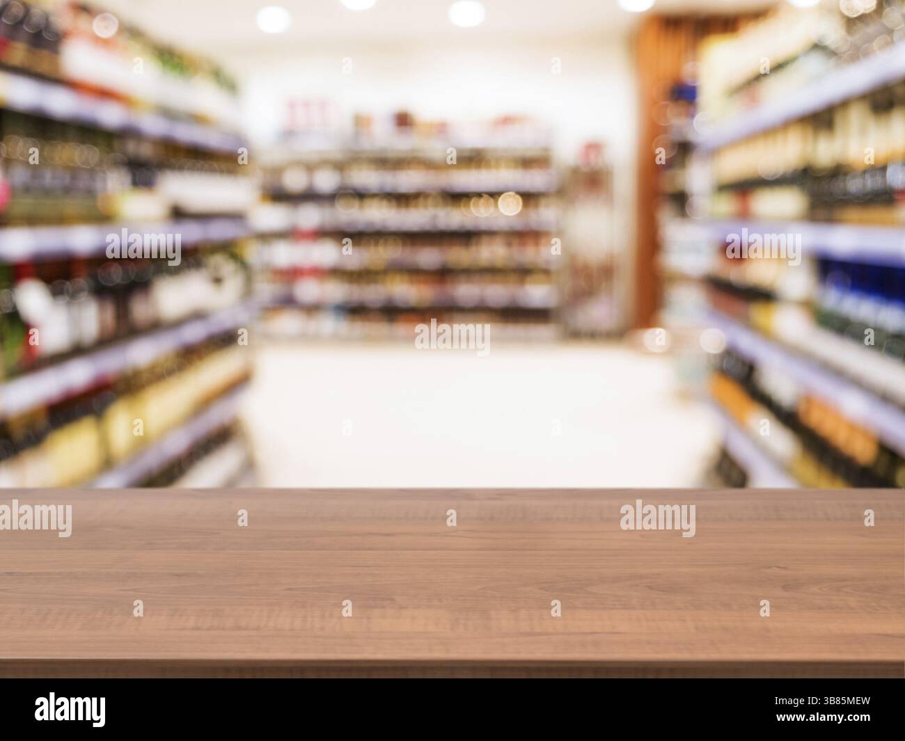 Wooden board empty table in front of blurred background. Perspective ...