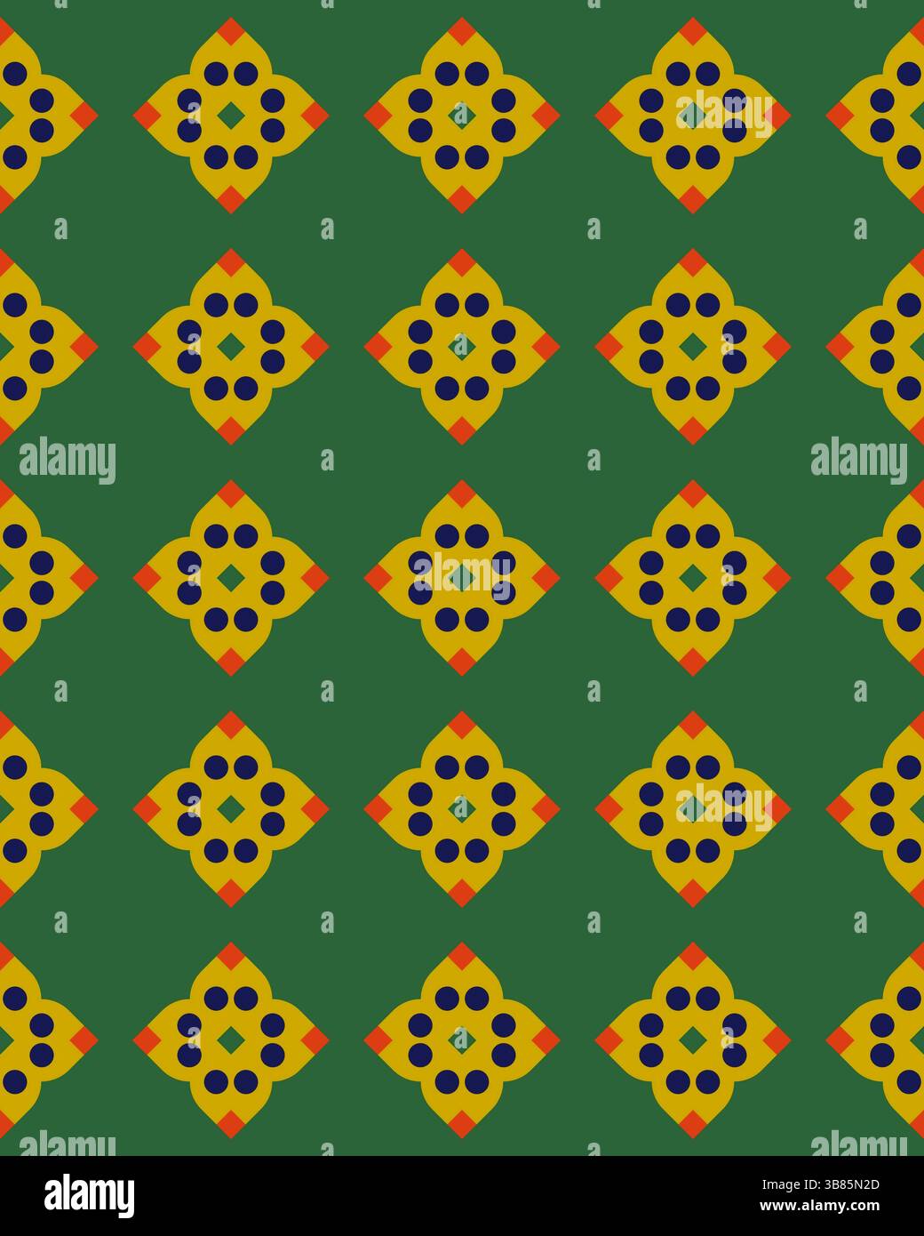 This vibrant design displays a repetitive pattern of flowers in yellow ...