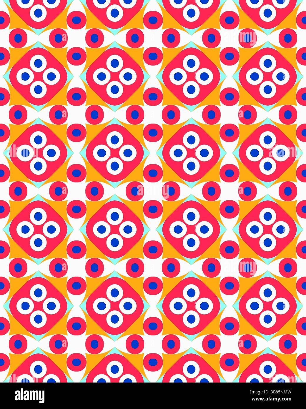 This vibrant geometric pattern features bold colors and shapes, perfect ...