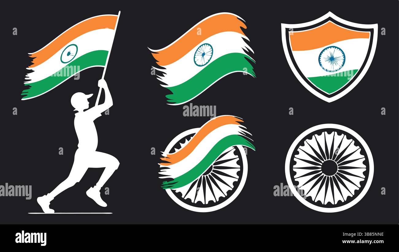 India flag vector design elements for independence day celebration and ...