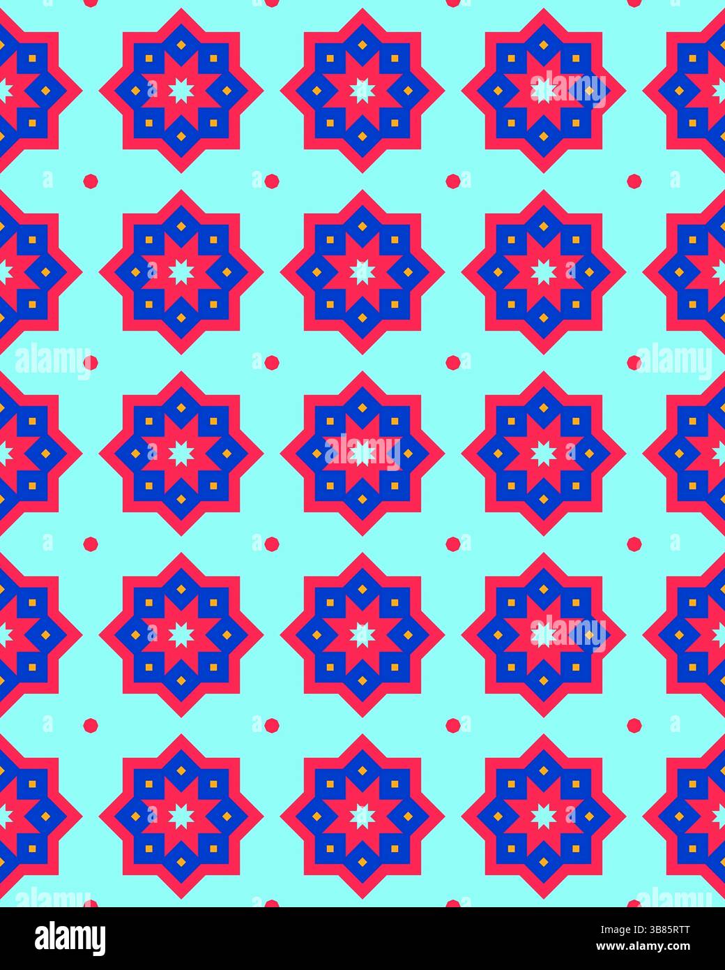 Brightly colored geometric shapes form a vibrant pattern, featuring ...