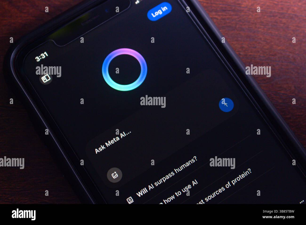 Smartphone screen showing the Meta AI chat interface with a prompt ...