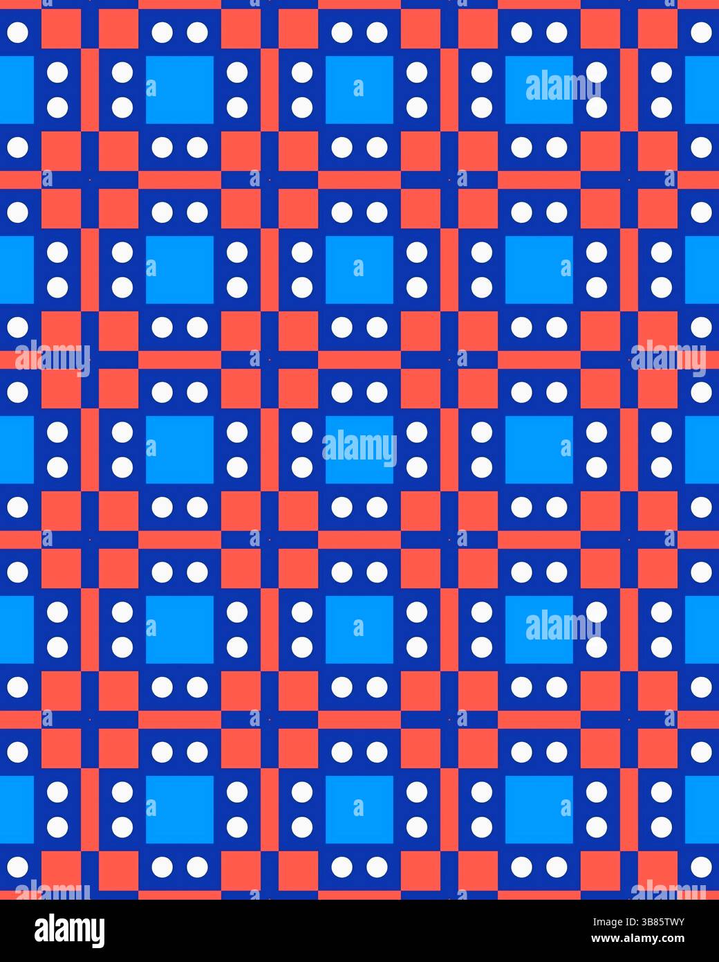 A vibrant geometric pattern features alternating blue squares, red ...