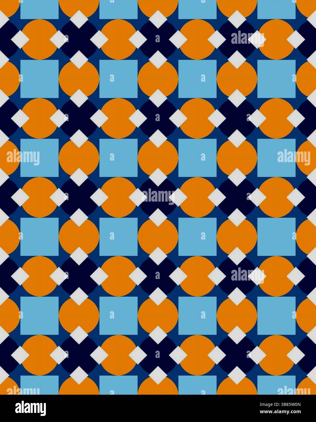 A colorful geometric pattern features alternating blue squares, orange ...