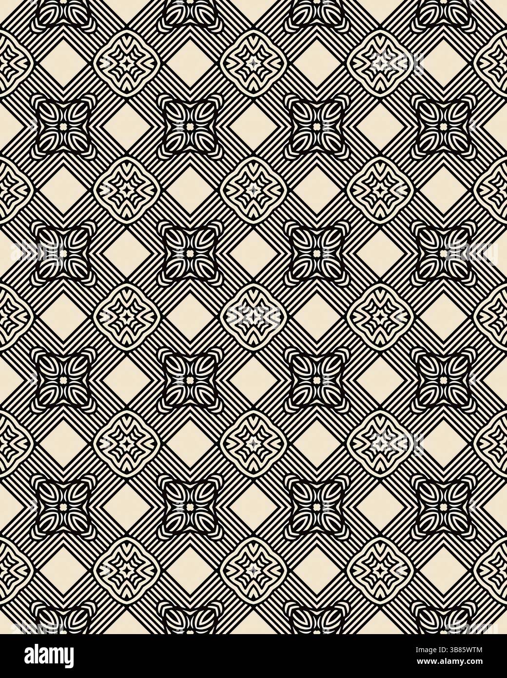 Detailed design featuring repeating geometric shapes in black on a ...